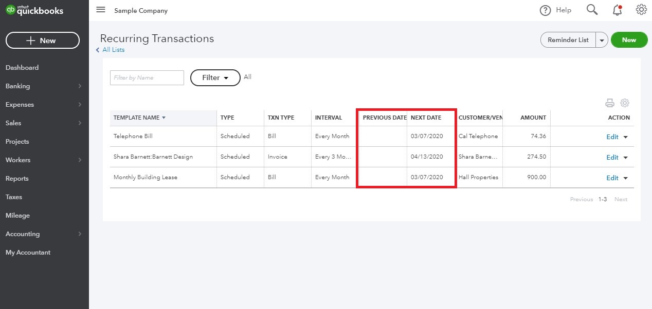 Which 4 Transaction Types Can Be Made Into Recurring Templates